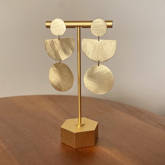 Anthropologie | Jewelry | Anthro Brushed Brass Circle Earrings | Poshmark
